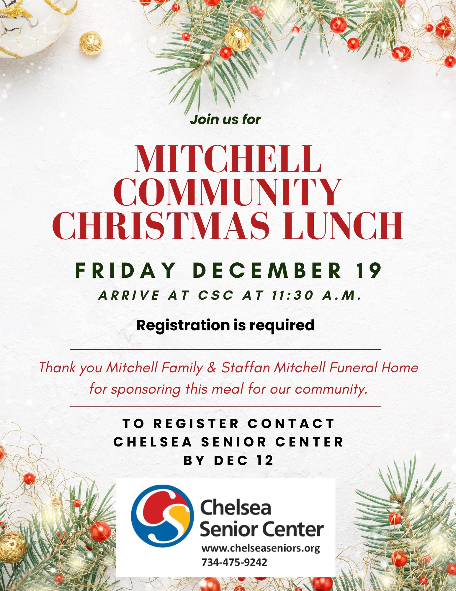 Mitchell Community Christmas Lunch | Chelsea Michigan | chelseamich.com
